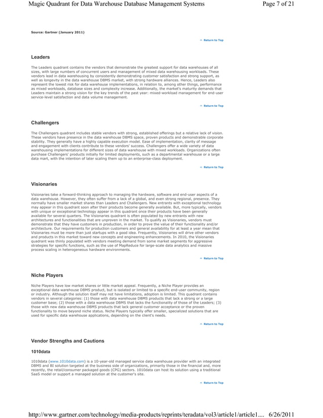 Magic quadrant for data warehouse database management systems | PDF ...