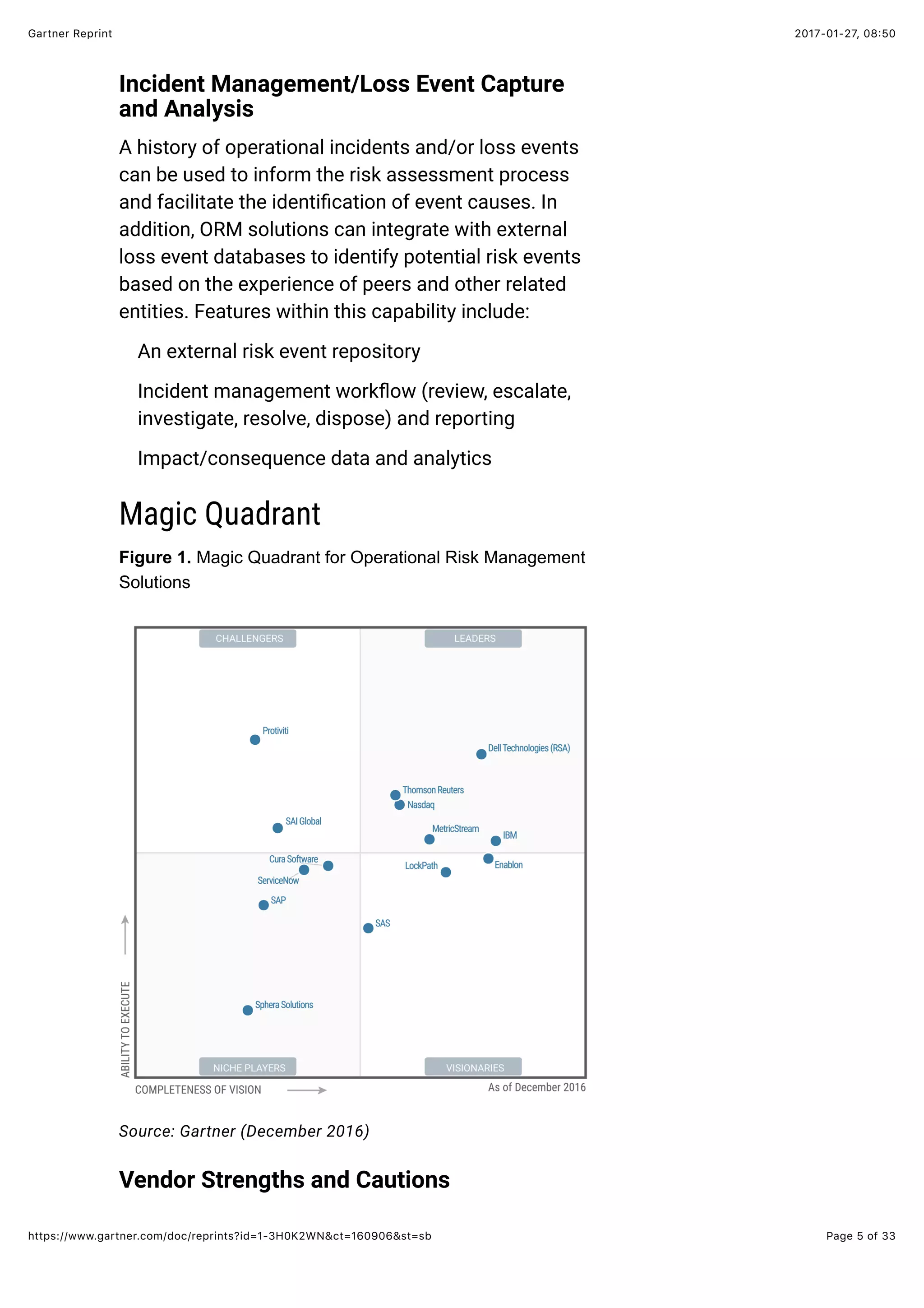Magic quadrant for operational risk management solutions | PDF ...