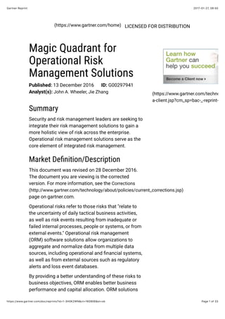 Magic quadrant for operational risk management solutions | PDF