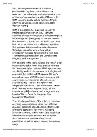Magic quadrant for operational risk management solutions | PDF ...