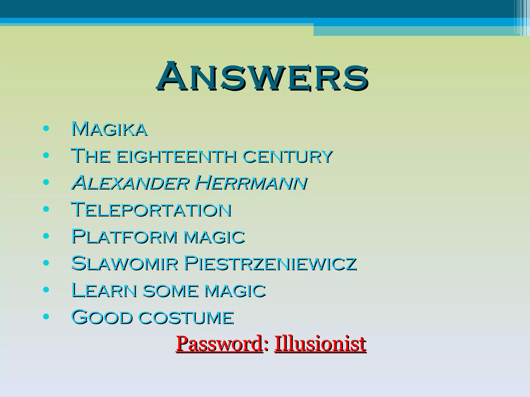 Magic quiz | PPT