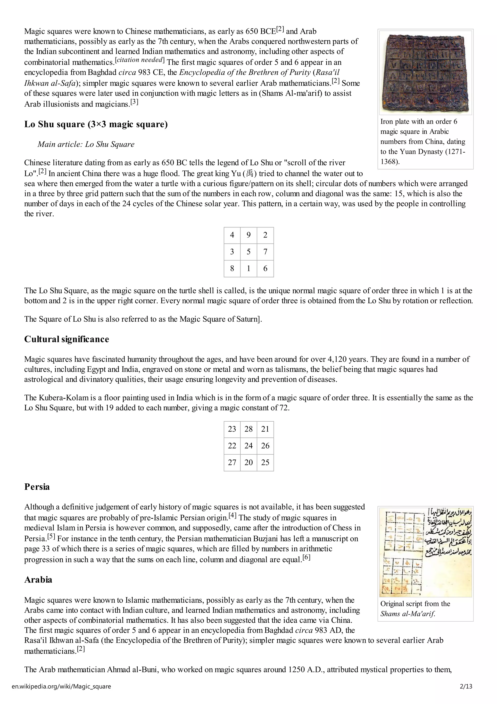 Magic square wikipedia, the free encyclopedia | PDF
