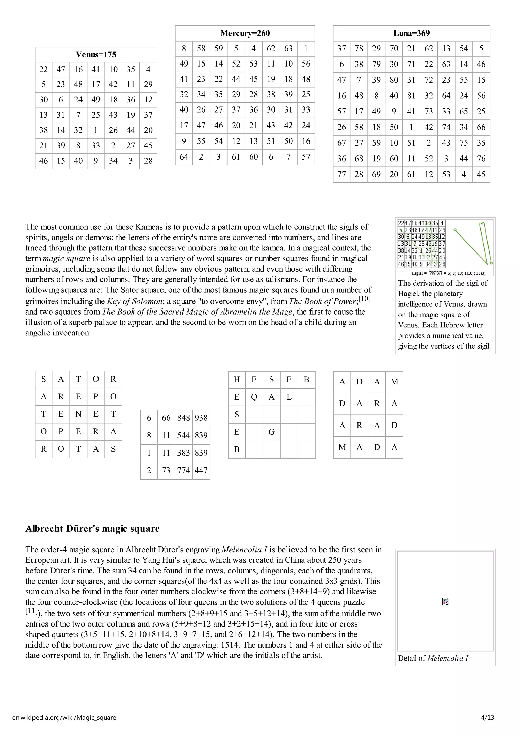 Magic square wikipedia, the free encyclopedia | PDF