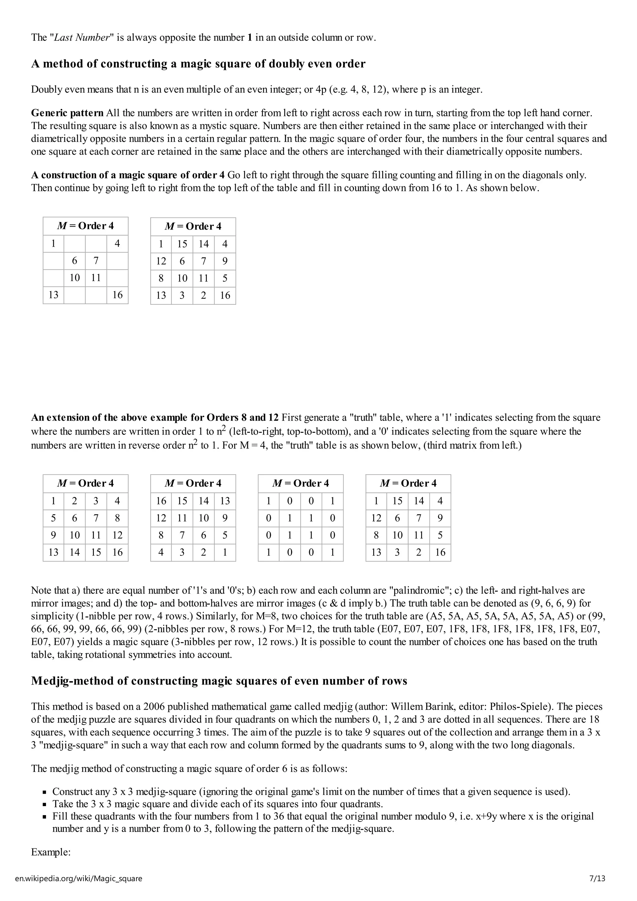 Magic square wikipedia, the free encyclopedia | PDF