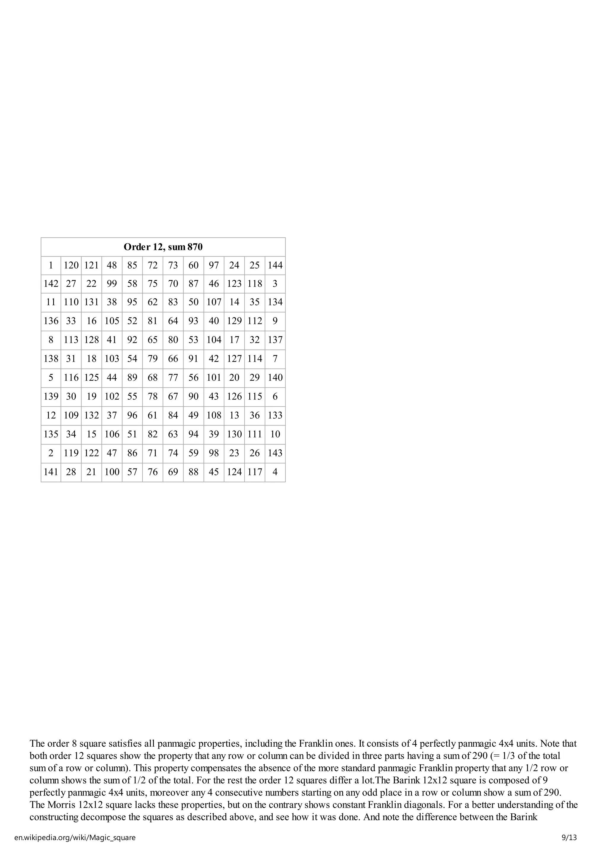 Magic square wikipedia, the free encyclopedia | PDF