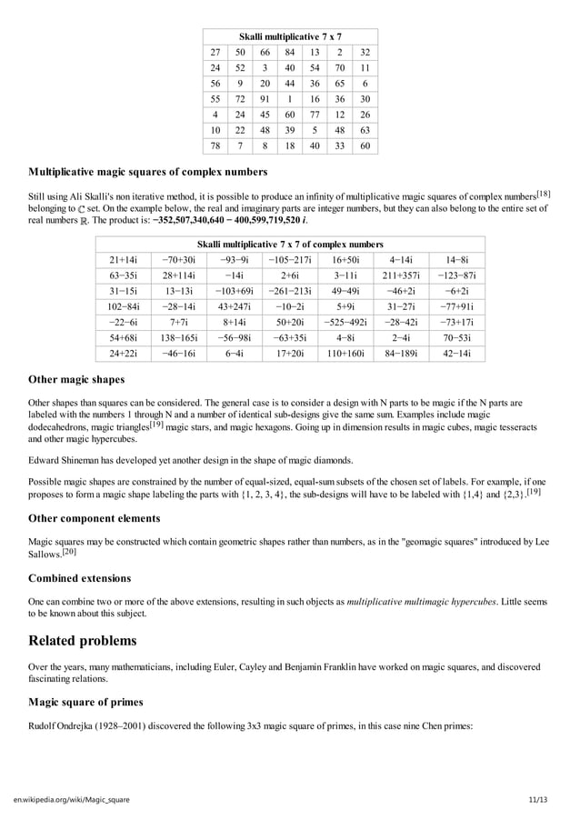 Magic square wikipedia, the free encyclopedia | PDF
