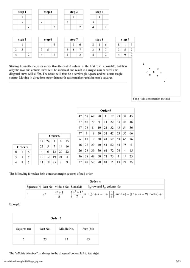 Magic square wikipedia, the free encyclopedia | PDF