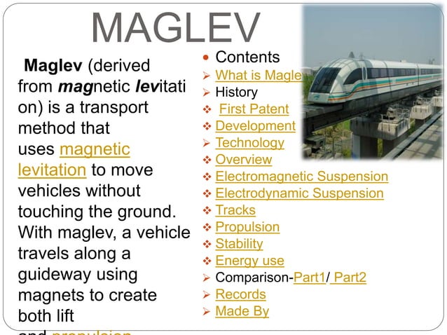 Science project on Maglev Trains By Ardhendu | PPTX