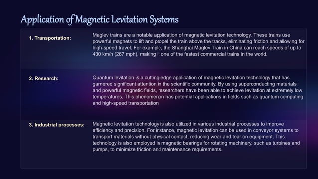 MAGLEV PPT.pptx(Maglev trains, Transportation) | PPT