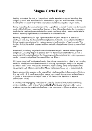 Magna Carta Essay | PDF