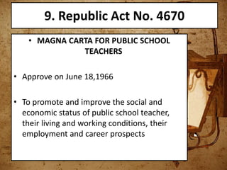 Magna carta for public school teachers Art. 4670 | PPTX