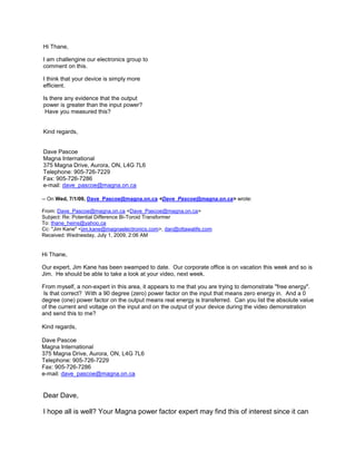 DAVE PASCOE, MAGNA INTERNATIONAL PERPETUAL MOTION REQUEST | DOCX