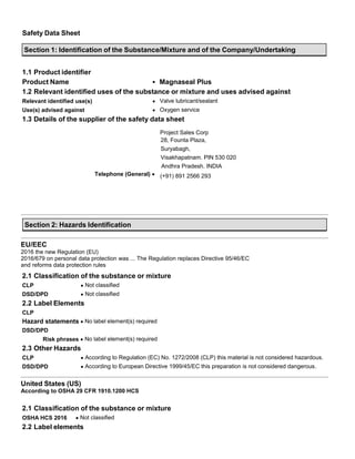 Magnaseal Plus MSP-40 MSDS - Project Sales Corp | PDF