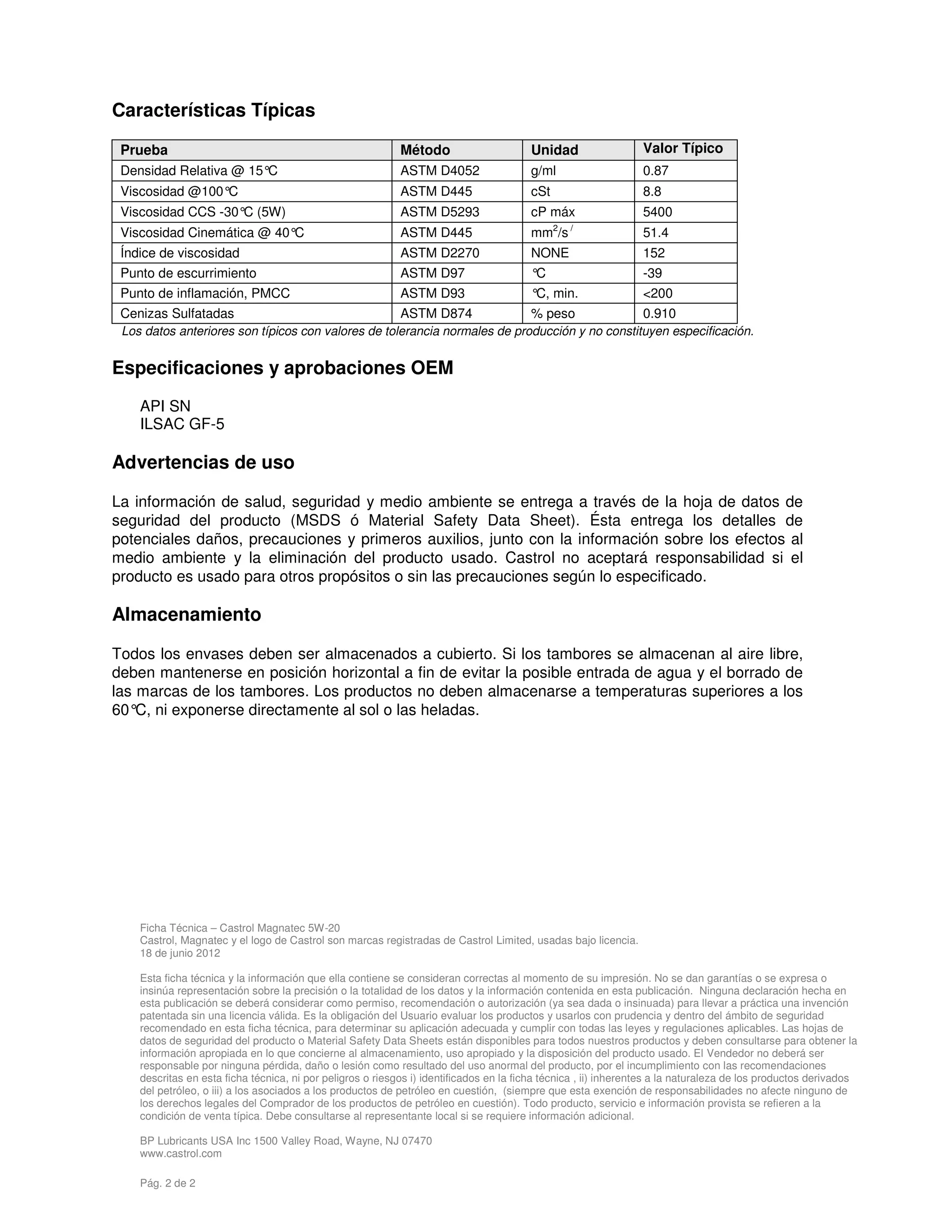 Magnatec 5W20 | PDF
