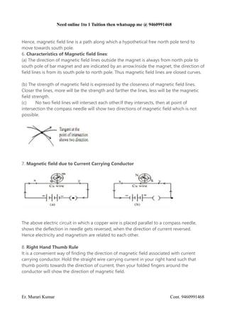 Magnetic Effects of Electric Current for Grade 10th Students | PDF