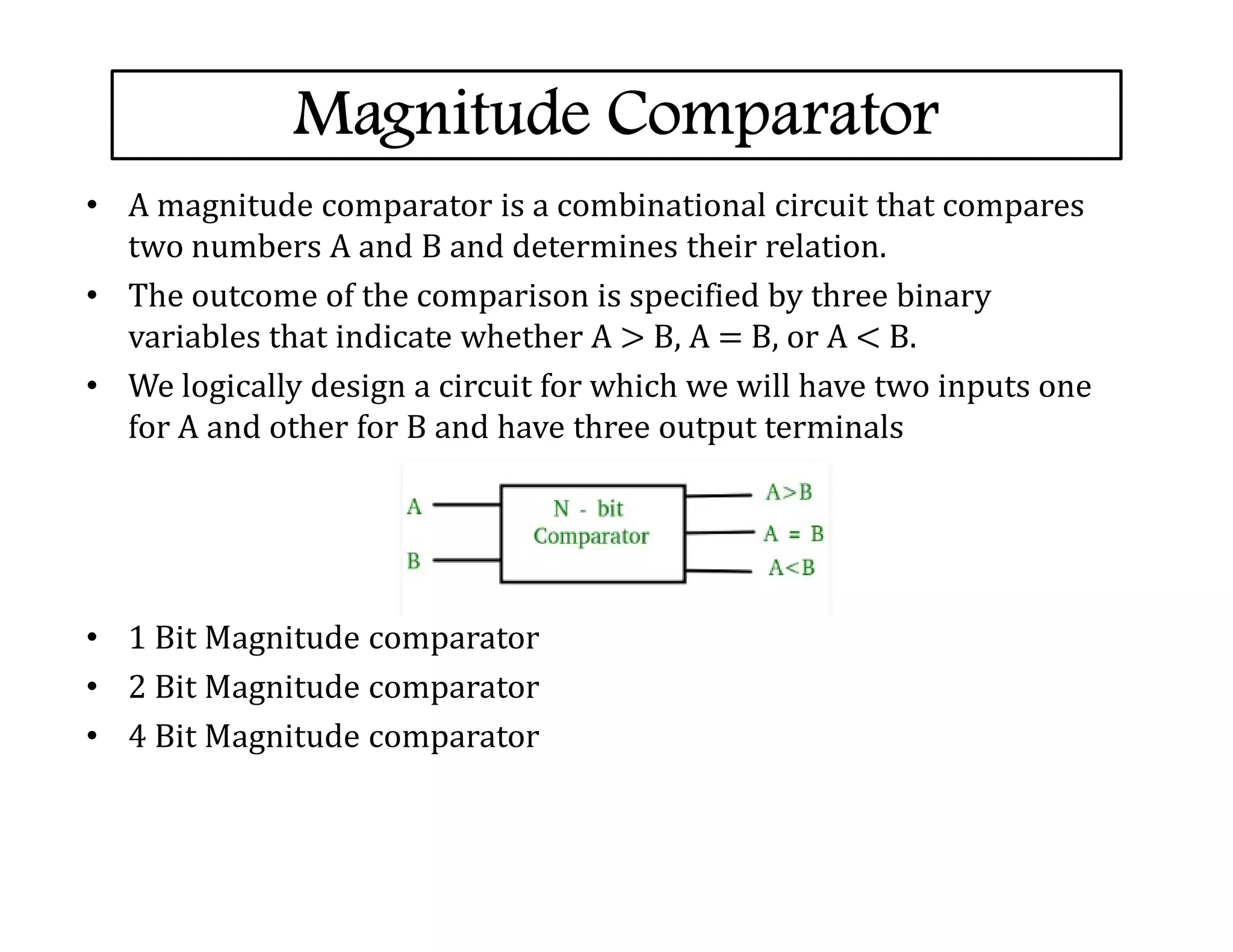 Magnitude Comparator and types of MC | PDF