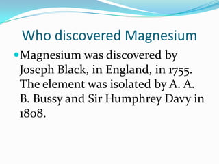 Magnesium | PPTX | Chemistry | Science