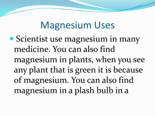 Magnesium | PPTX | Chemistry | Science