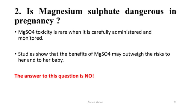 Magnesium sulfate during pregnancy | PPTX
