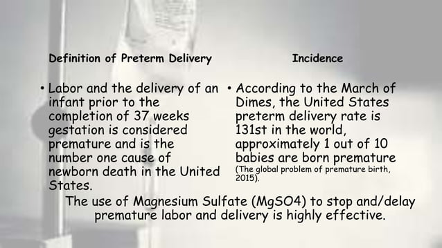 Magnesium sulfate use for preterm labor | PPTX