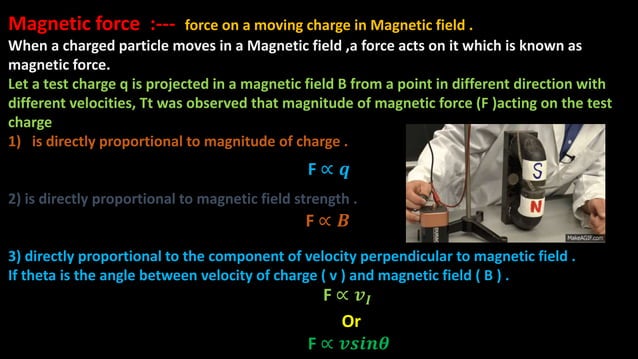 Lorentz Force Magnetic Force on a moving charge in uniform Electric and Magnetic fields | PPTX ...