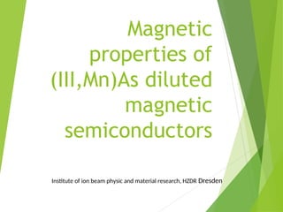 magnetic properties of DMS semicondutors ppt | PPT