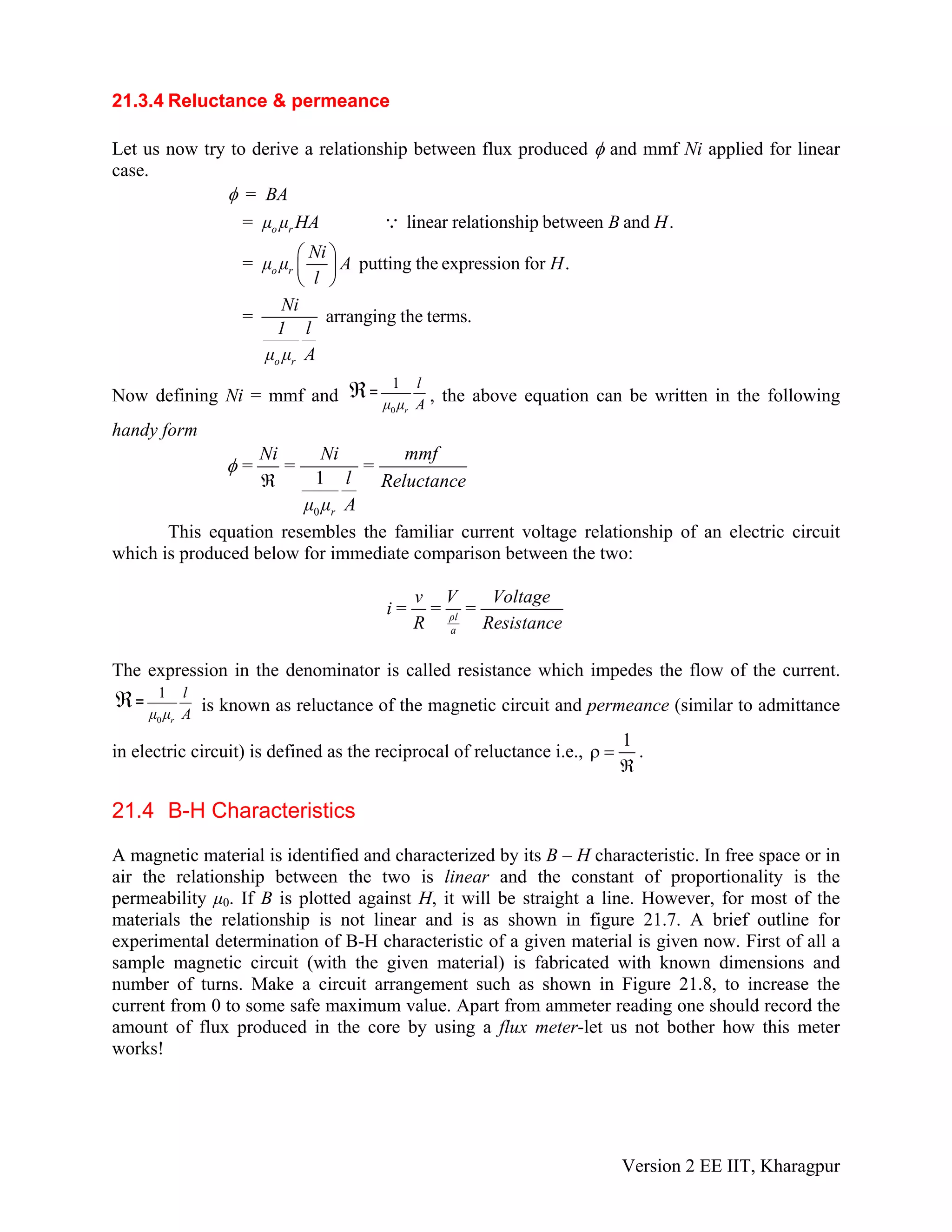 Magnetic circuits nptel good | PDF
