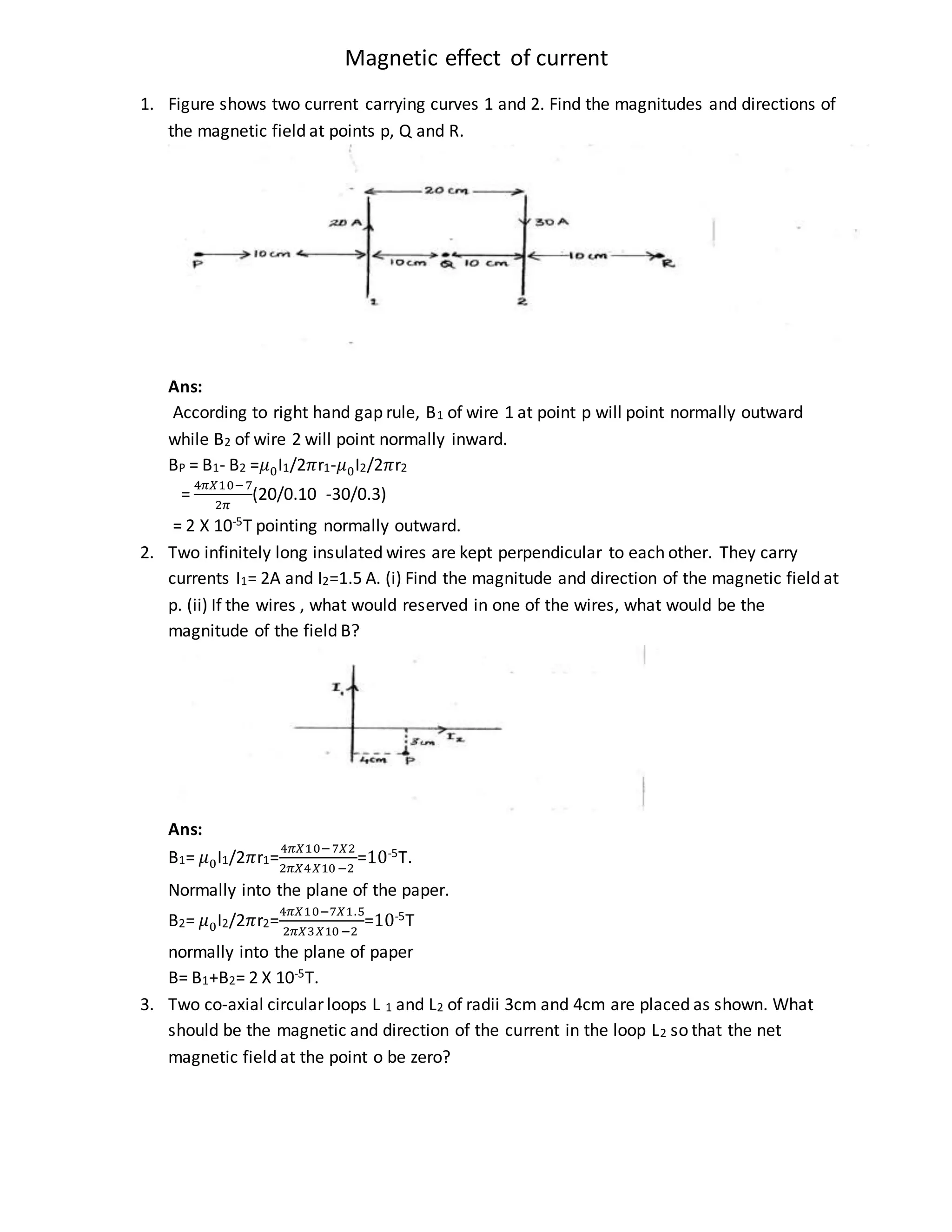 Magnetic effect of current | DOCX