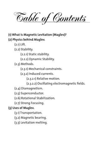 Magnetic levitation & its applications (physics project) | PDF