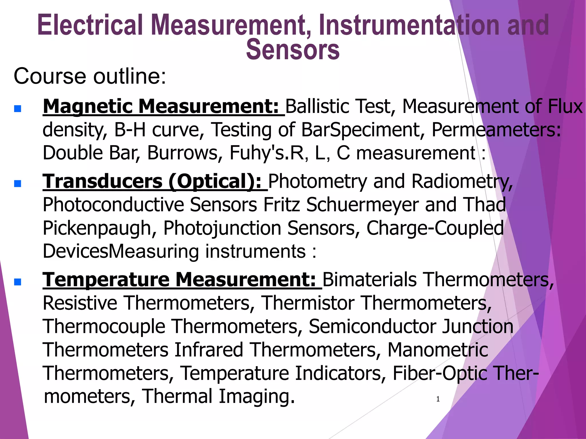 Electrical Measurement Instrumentation And Sensors Ppt
