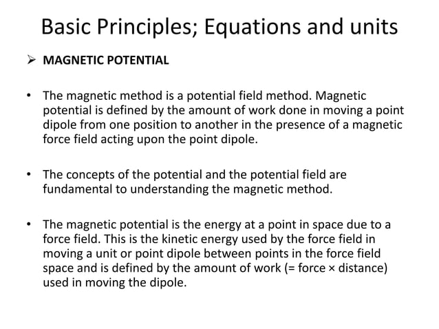 MAGNETIC METHOD IN GEOPHYSICAL SURVEY.pptx | Chemistry | Science