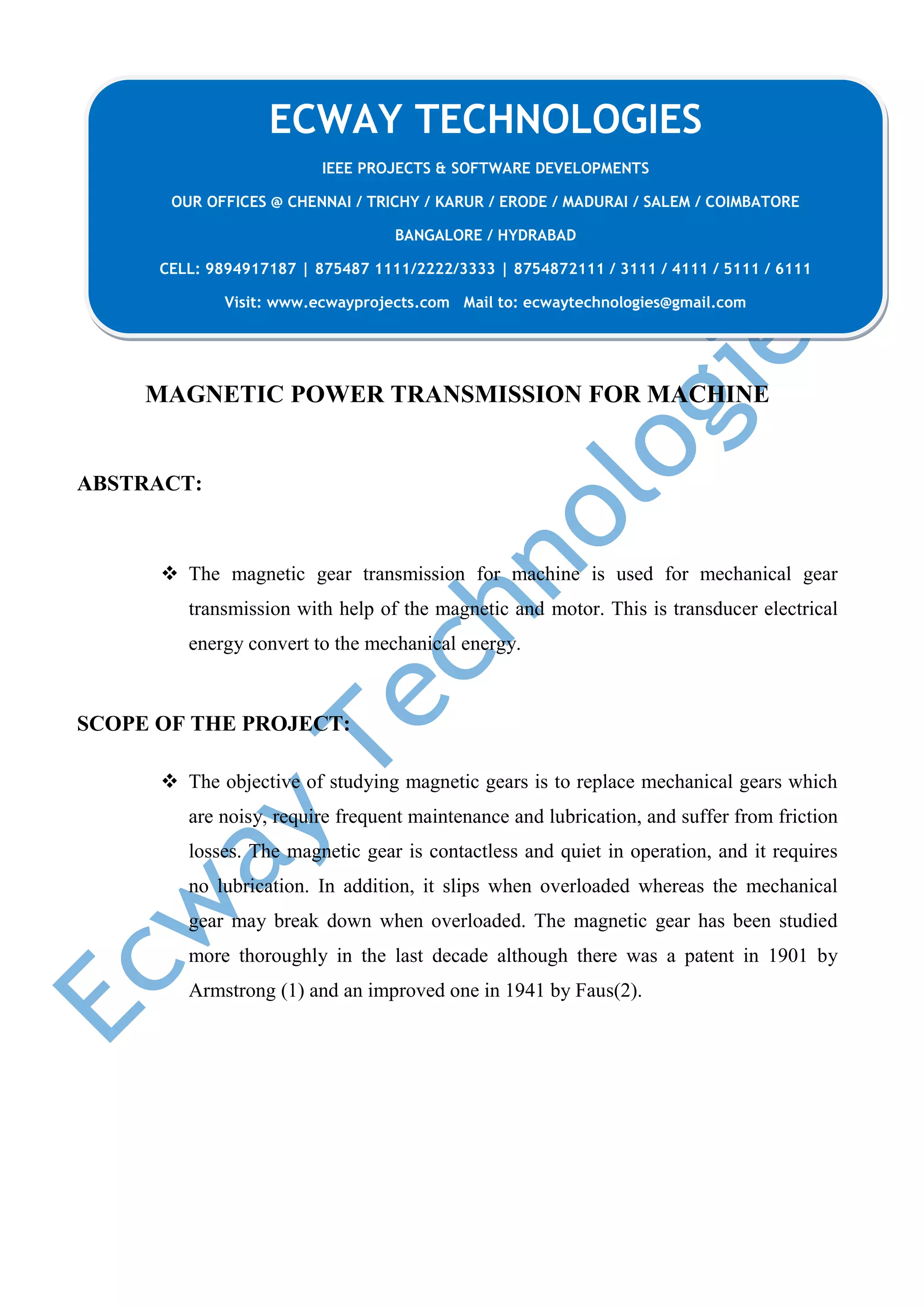 Magnetic power transmission for machine | DOCX