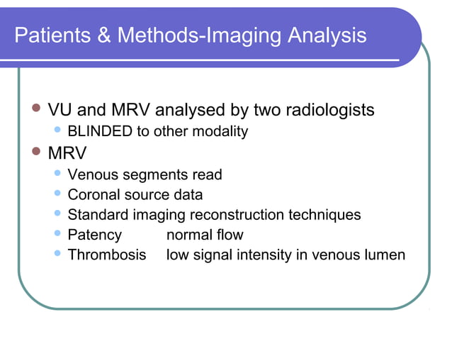 Magnetic resonance venography & venous ultrasosnography for diagnosisng ...