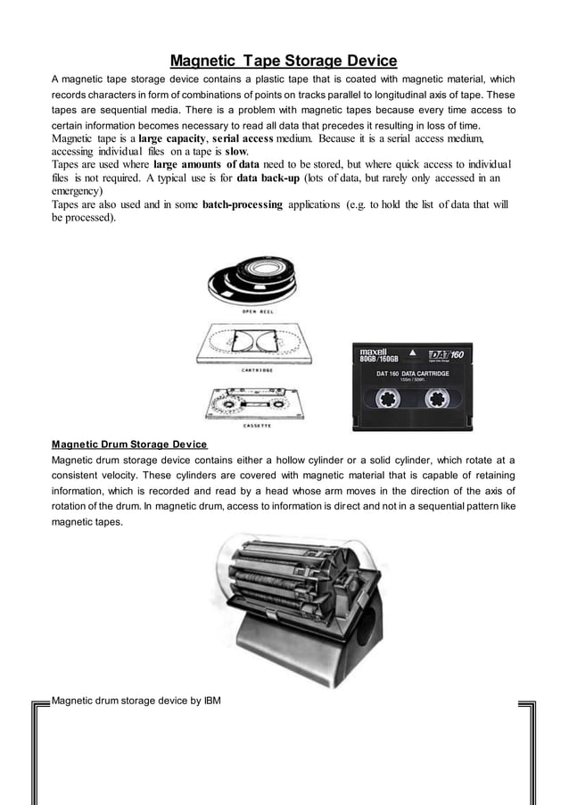 Magnetic storage devices | DOCX | Data Storage and Warehousing | Computing