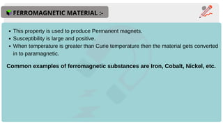 Magnetic Materials, Properties of magnetic materials and it's application | PDF