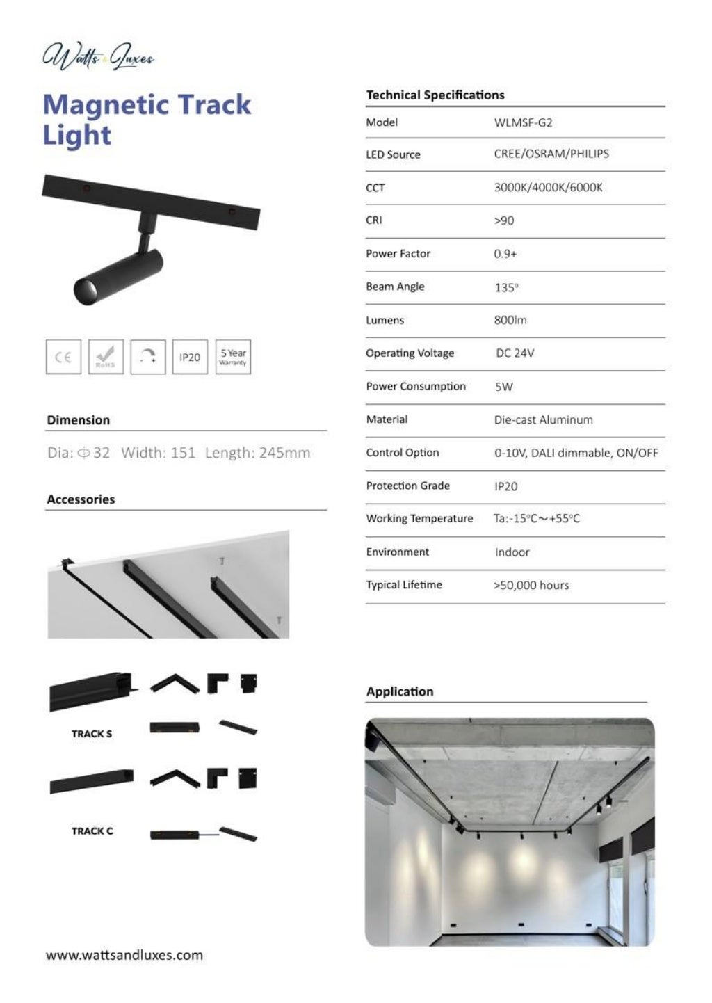 Magnetic Track Light | Watts & Luxes | Architectural Lighting | PDF