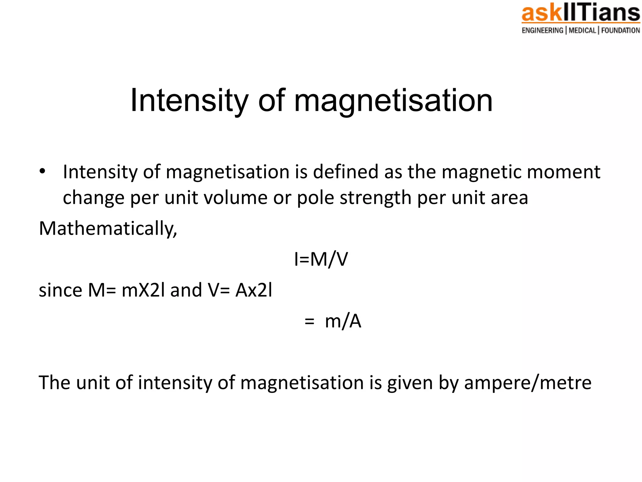Magnetisation and Magnetic Intensity | Physics | PPTX