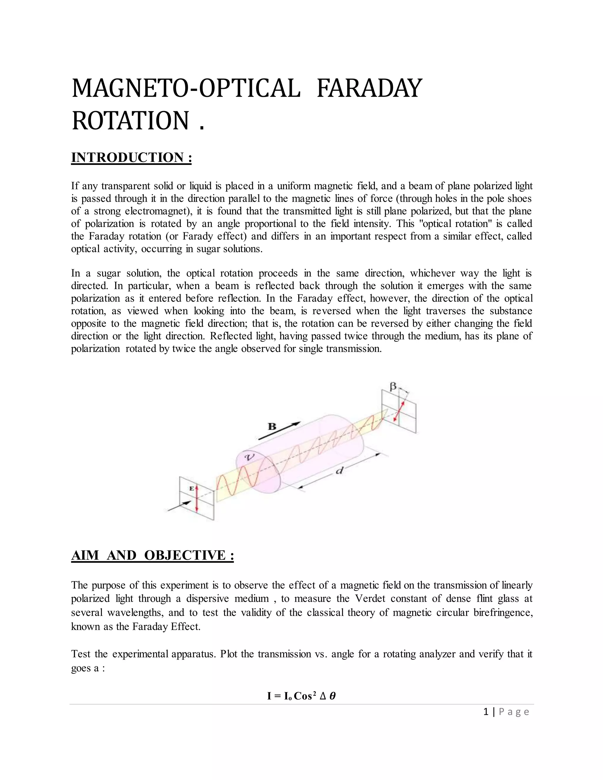 Magneto Optical Faraday Rotation Pdf