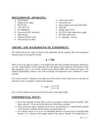 Magneto-optical Faraday rotation. | PDF