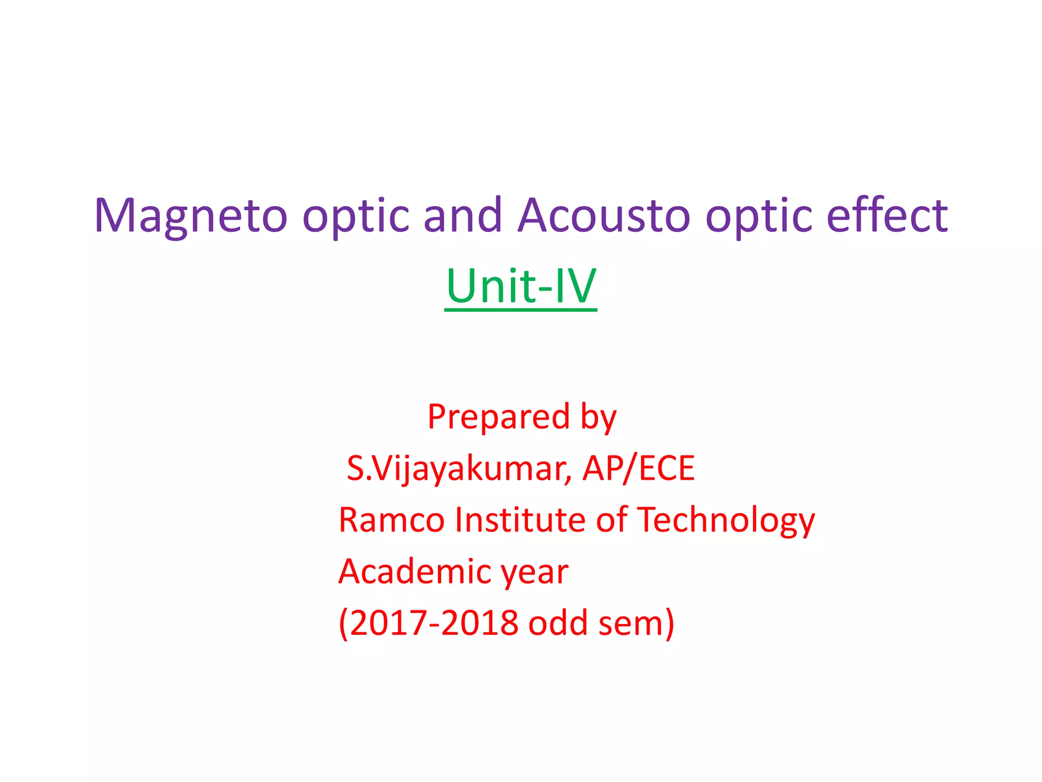 Magneto optic devices | PPT