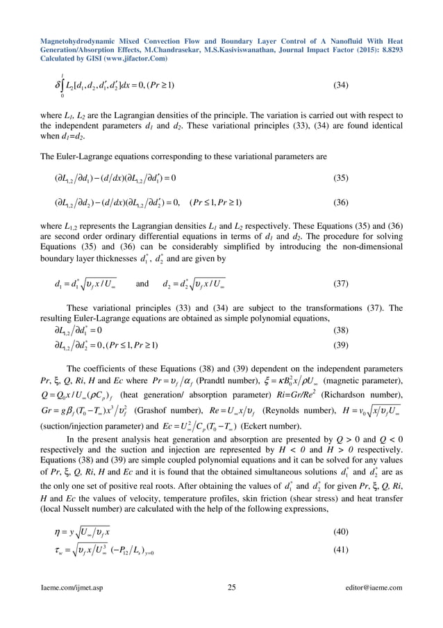 Magnetohydrodynamic mixed convection flow and boundary layer control of a nanofluid with heat ...