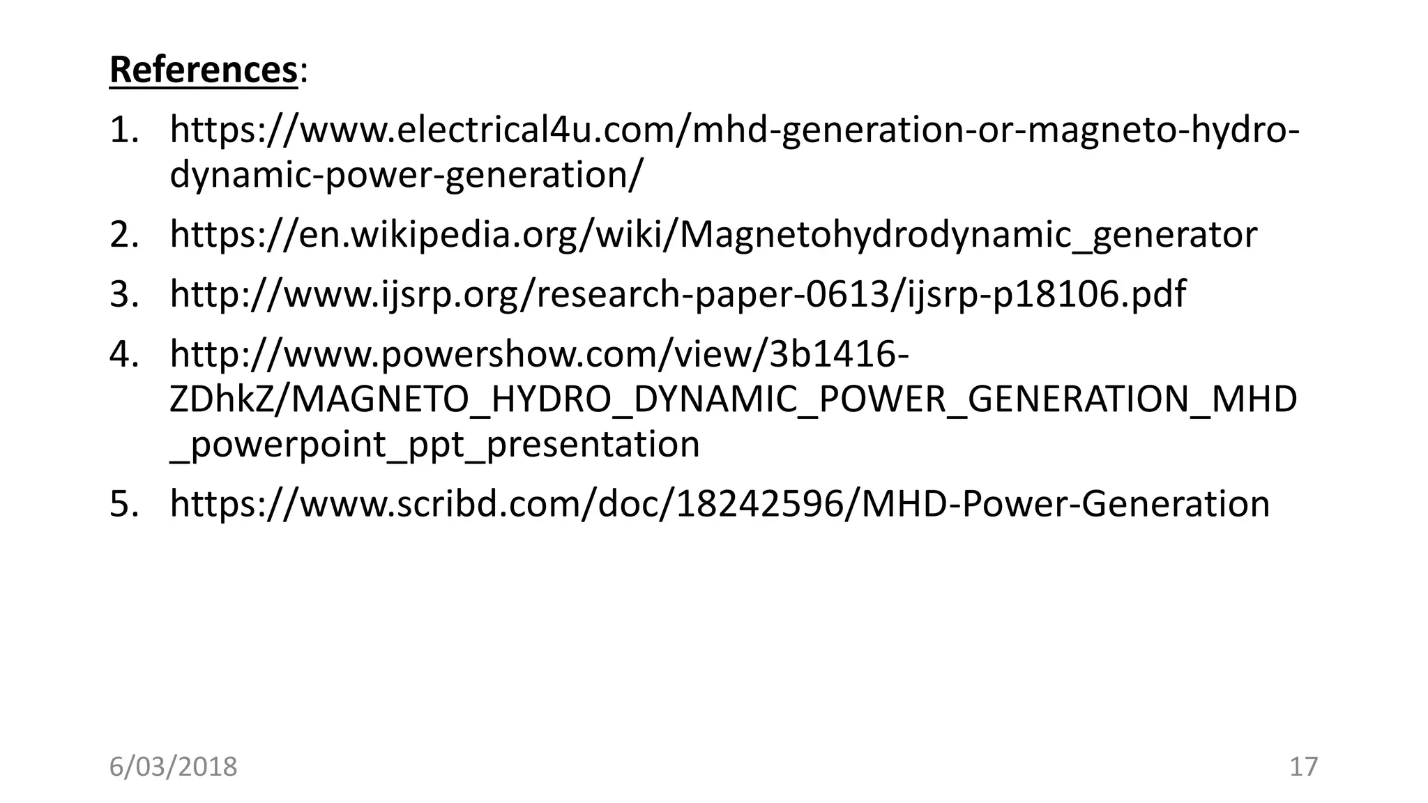 Magnetohydrodynamic power generation | PPTX