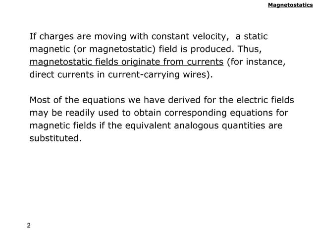 Magnetostatics (1) | PPT | Physics | Science