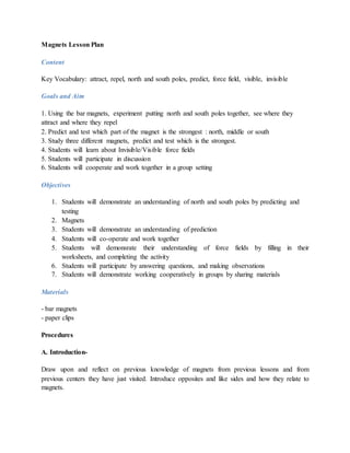 Magnets lesson plan | DOCX