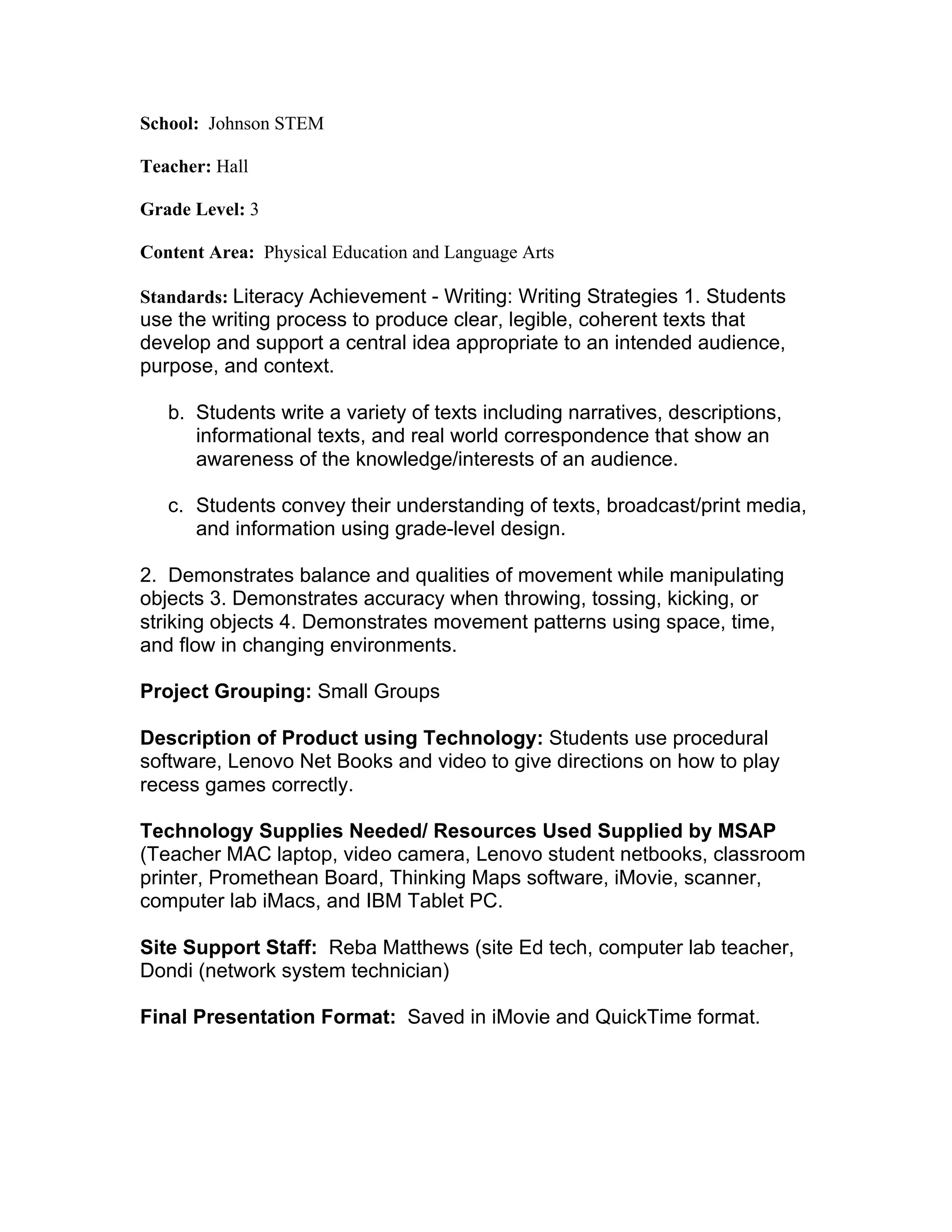 MSAP Project Description | PDF