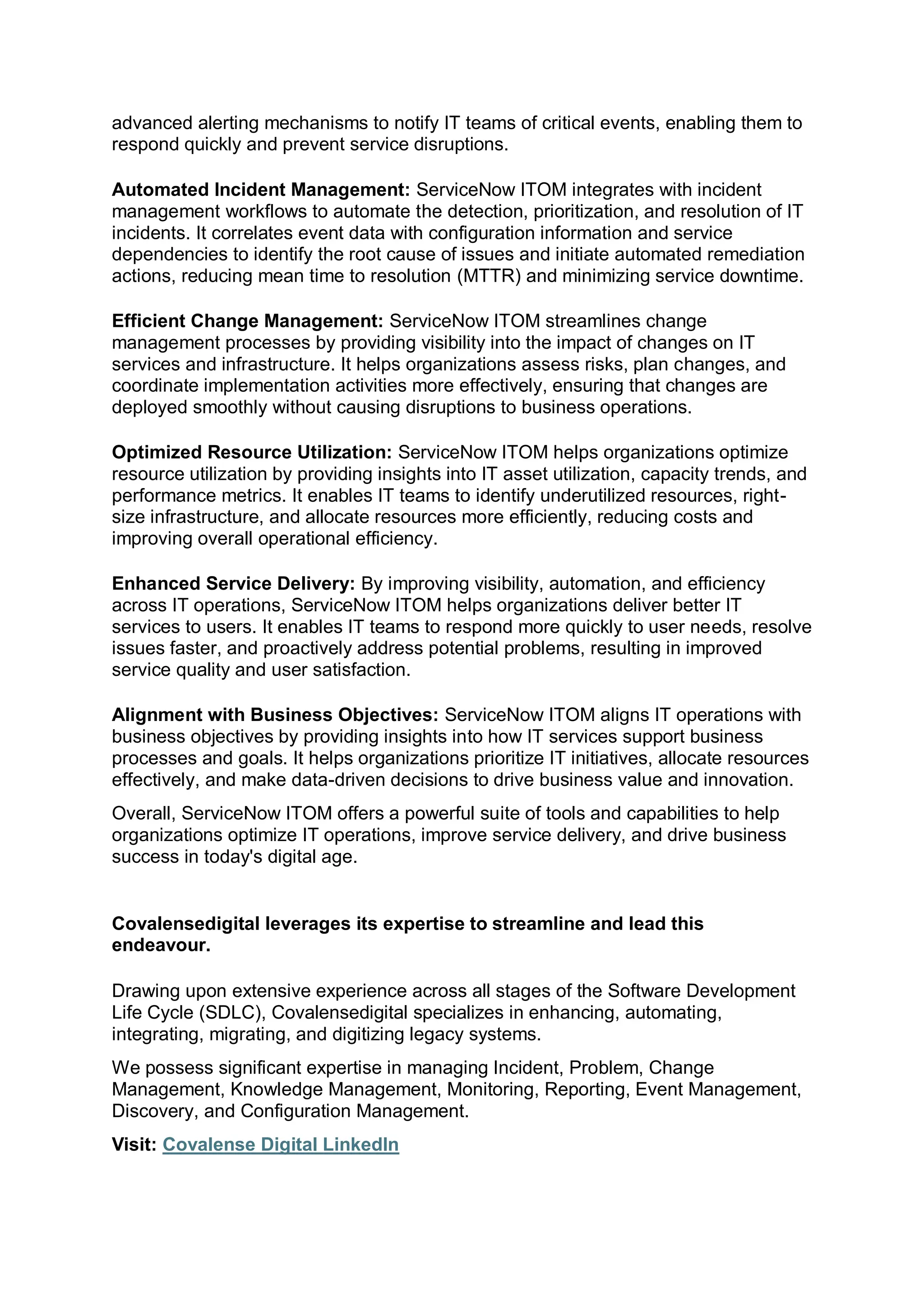 Magnificence Of ServiceNow ITOM Module and Its Features | PDF