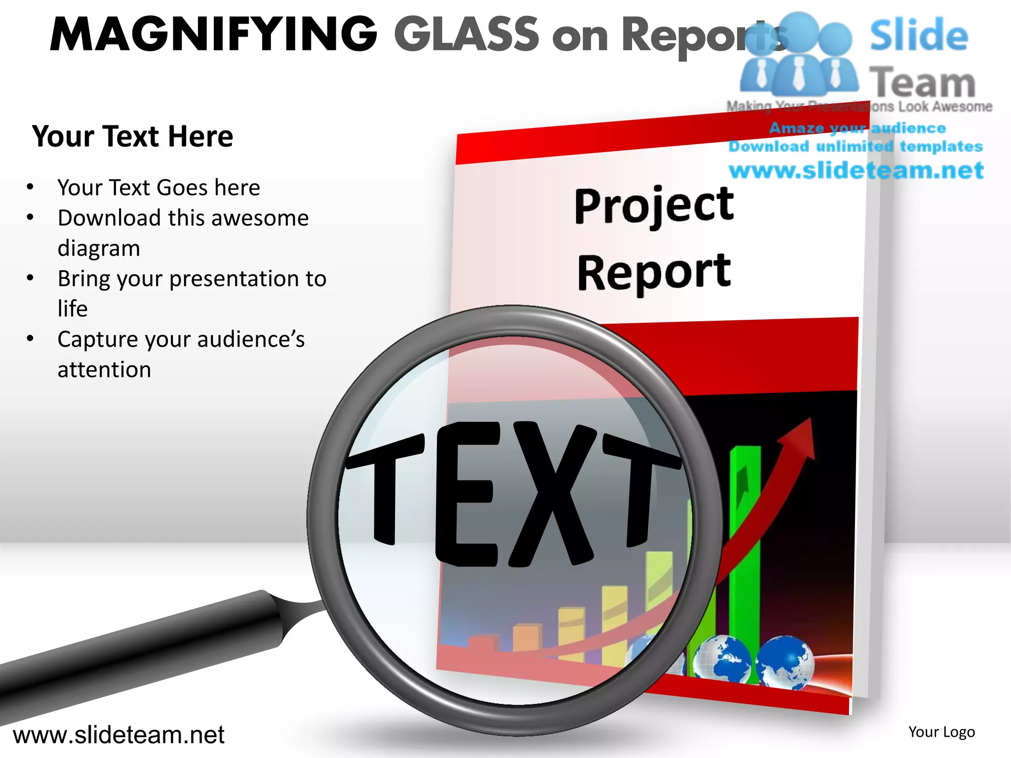 Magnifying glass on reports powerpoint ppt slides. | PDF