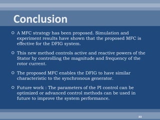 Magnitude and frequency control of grid connected doubly fed IG based ...