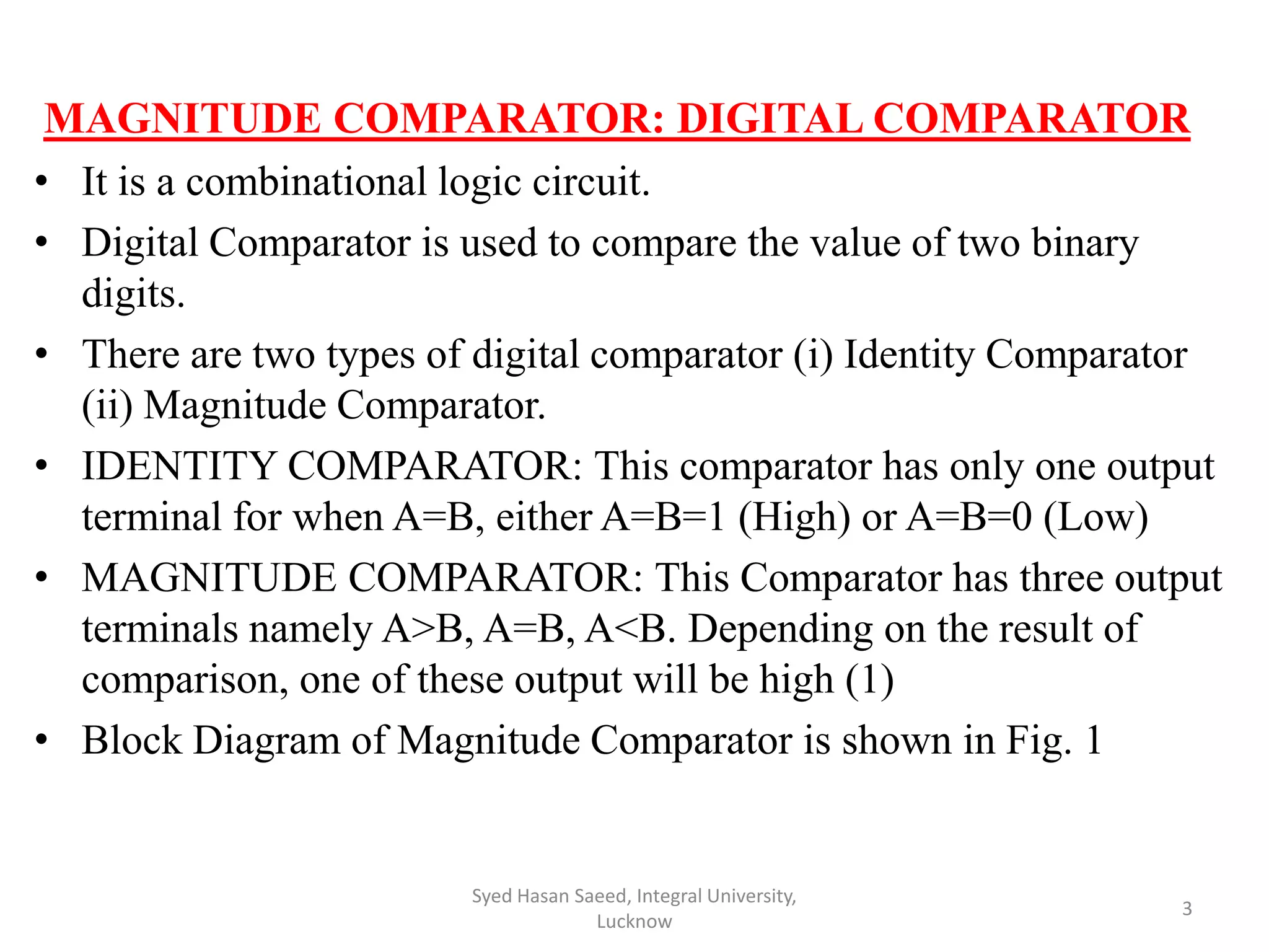Magnitude comparator | PDF