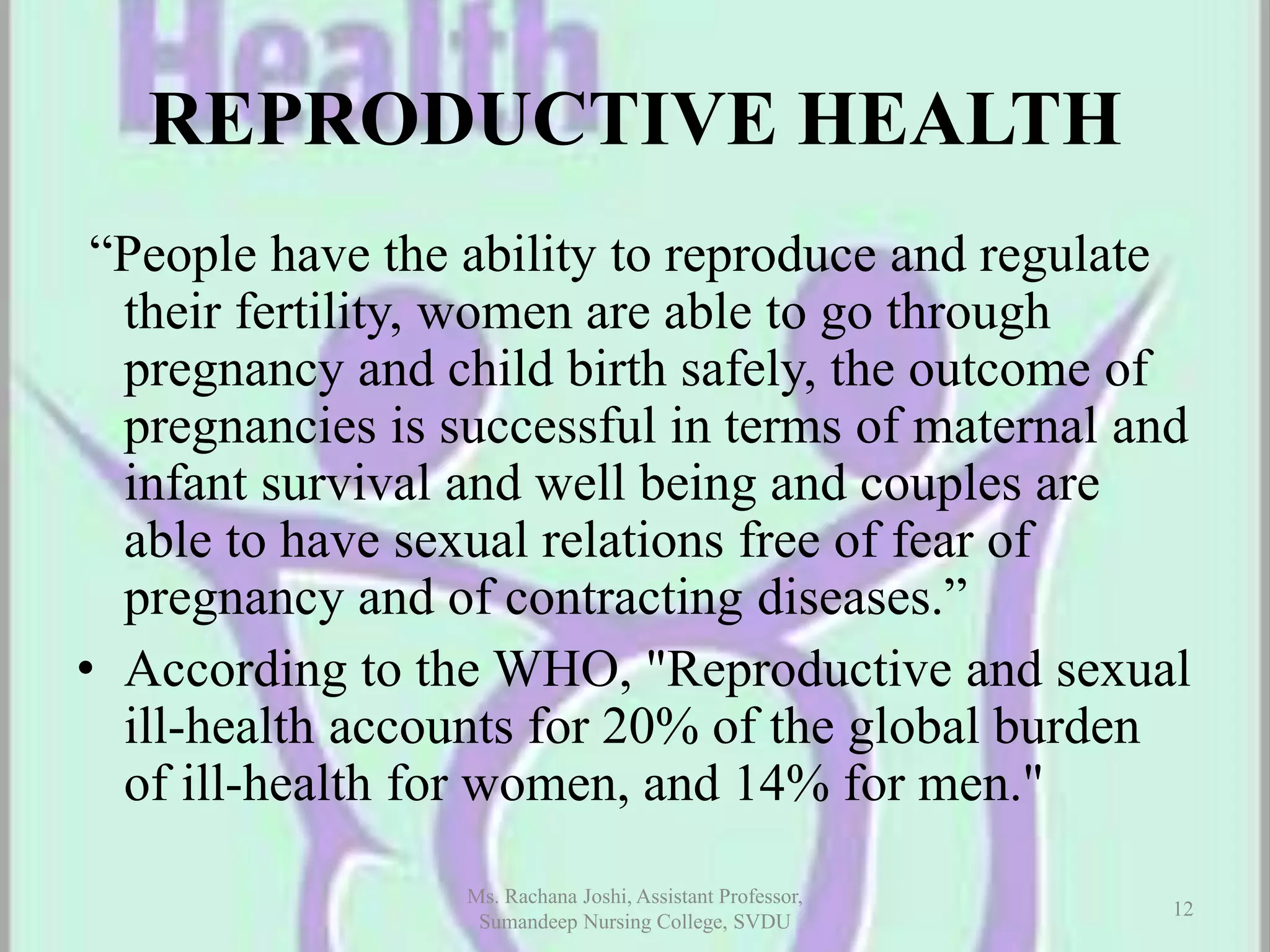 MAGNITUDE OF MATERNAL AND CHILD HEALTH PROBLEMS /FACTORS INFLUENCING ...